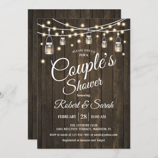 Couple's Shower - Rustic Wood Invitation | Zazzle