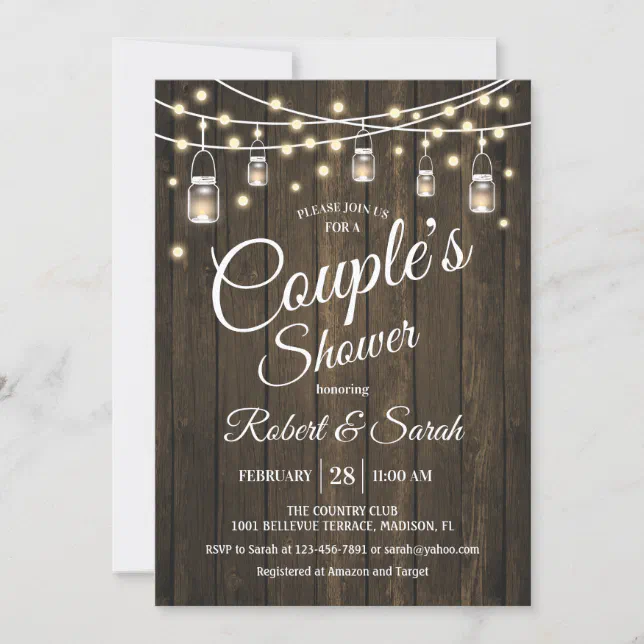 Couple's Shower - Rustic Wood Invitation | Zazzle