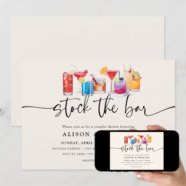 Couples Shower | Stock The Bar Invitation | Zazzle