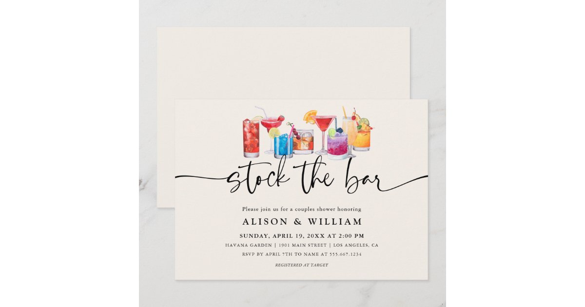 Couples Shower | Stock The Bar Invitation | Zazzle