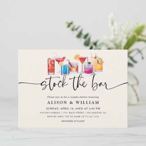 Couples Shower | Stock The Bar Invitation | Zazzle