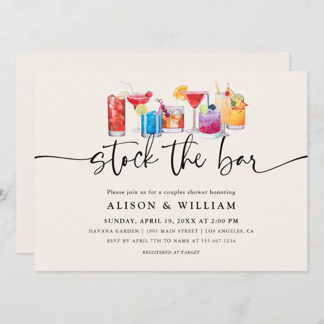 Couples Shower | Stock The Bar Invitation | Zazzle