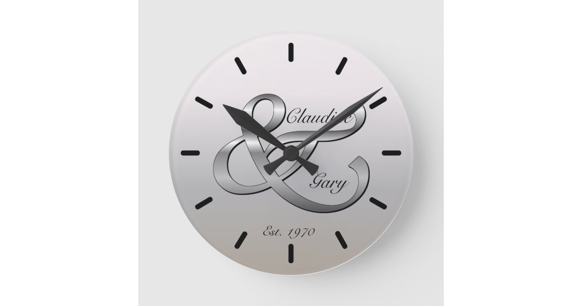 Couples Wall Clock Names & Date | Zazzle