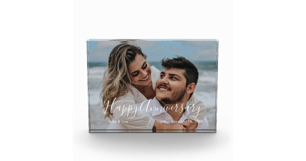 Couples Wedding Anniversary Photo Block | Zazzle