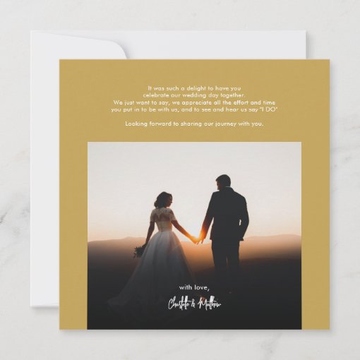 Couples Wedding Photos Script Thank You Note Card | Zazzle