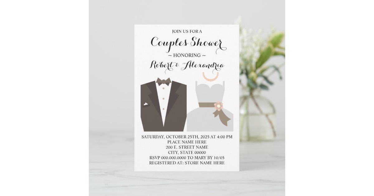 Couples Wedding Shower Bride & Groom Invitation | Zazzle