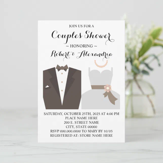 Couples Wedding Shower Bride & Groom Invitation | Zazzle