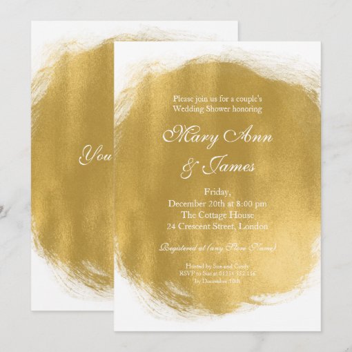 Couple's Wedding Shower Gold Paint Look Invitation | Zazzle