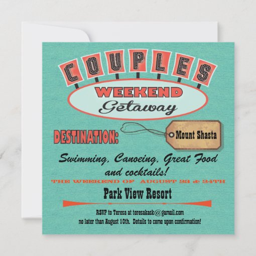 Couples Weekend Getaway Invitations | Zazzle