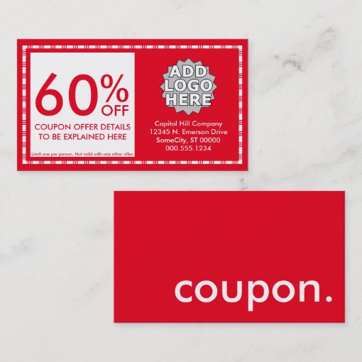 coupon. (color customizable) discount card | Zazzle