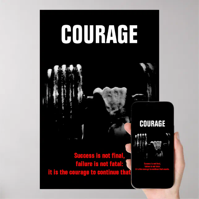 Courage Bodybuilding Training Motivational Poster | Zazzle