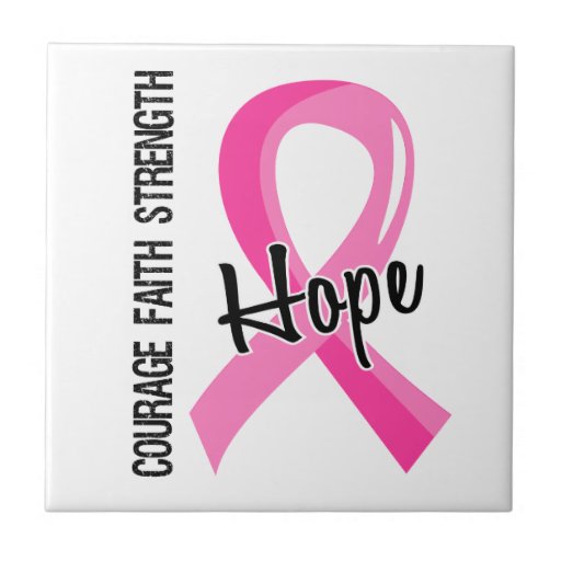 Courage Faith Hope 5 Breast Cancer Ceramic Tiles | Zazzle