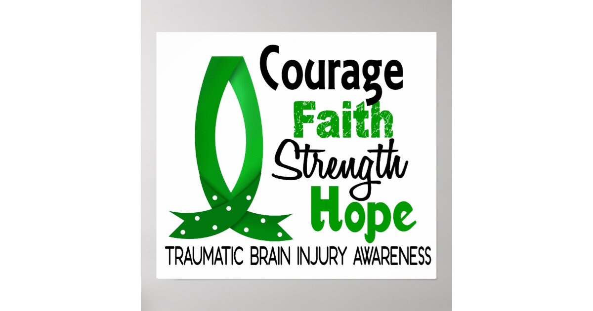 Courage Faith Strength Hope Traumatic Brain Injury Poster | Zazzle