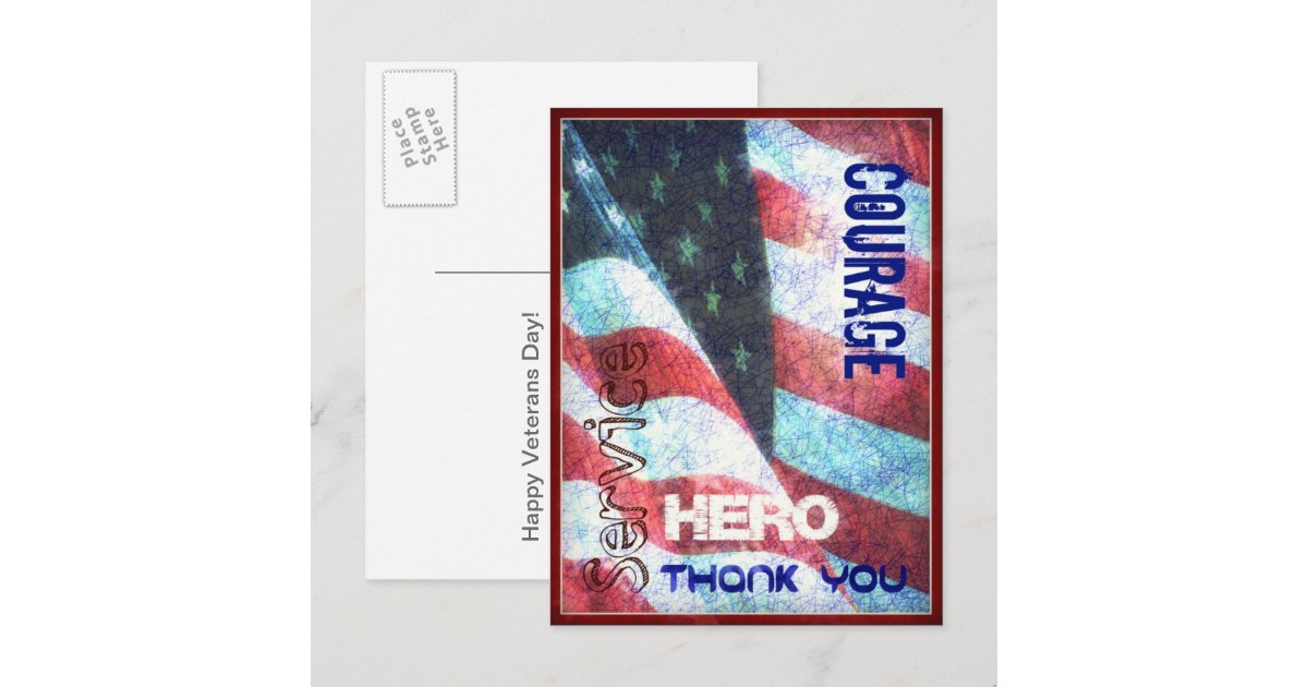 Courage-Hero-Thank You Veterans Day Postcard | Zazzle