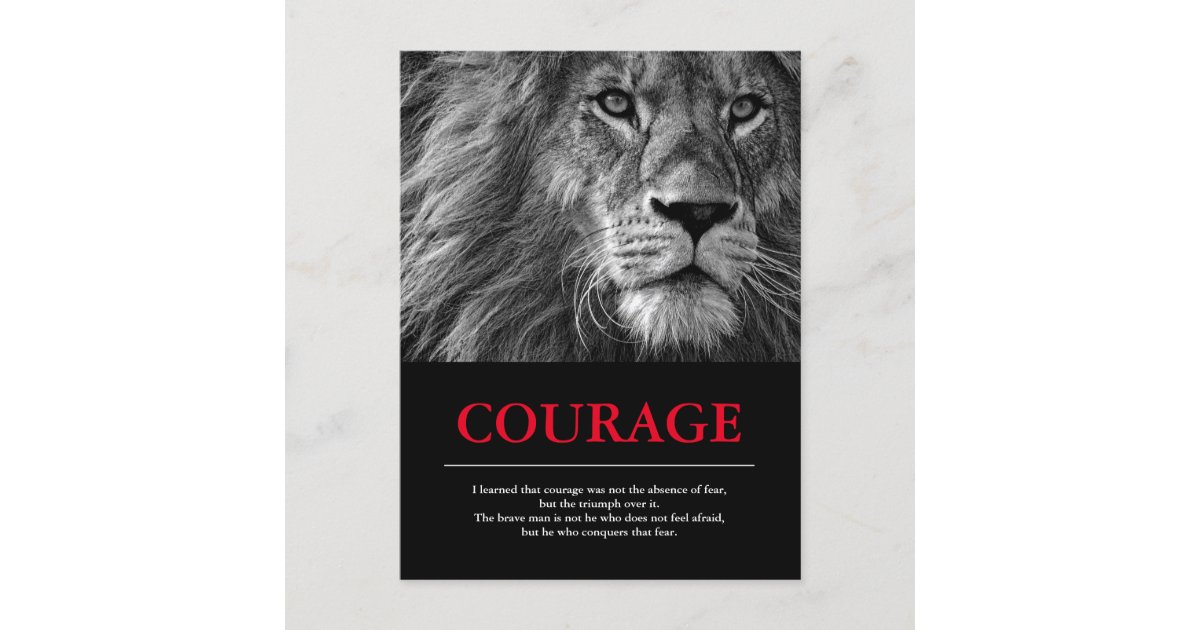 Courage Lion Motivational Inspirational Postcard | Zazzle