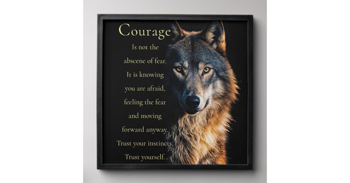 Courage Motivational Inspirational Wolf Peel And Stick Photo Tile | Zazzle