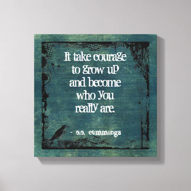 Courage Quote Distressed Wall Canvas | Zazzle