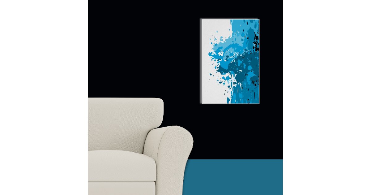 Courageous Abstract Splatter Blue & White Poster | Zazzle
