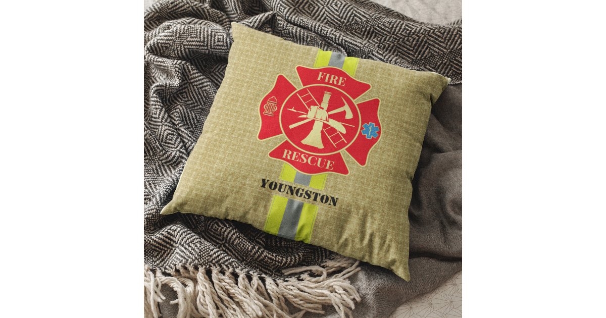 Courageous Firefighter Maltese Cross Design Throw Pillow | Zazzle