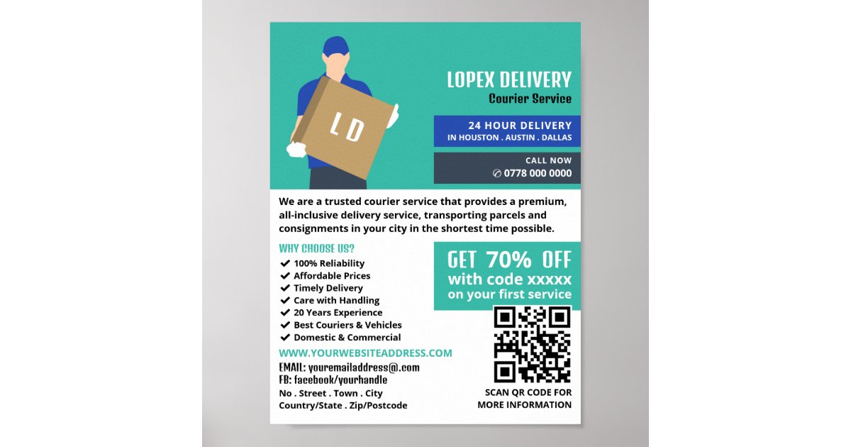 Courier Delivery Guy, Courier Service Advertising Poster | Zazzle