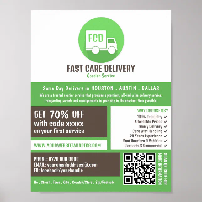 Courier Delivery Logo, Courier Service Advertising Poster | Zazzle