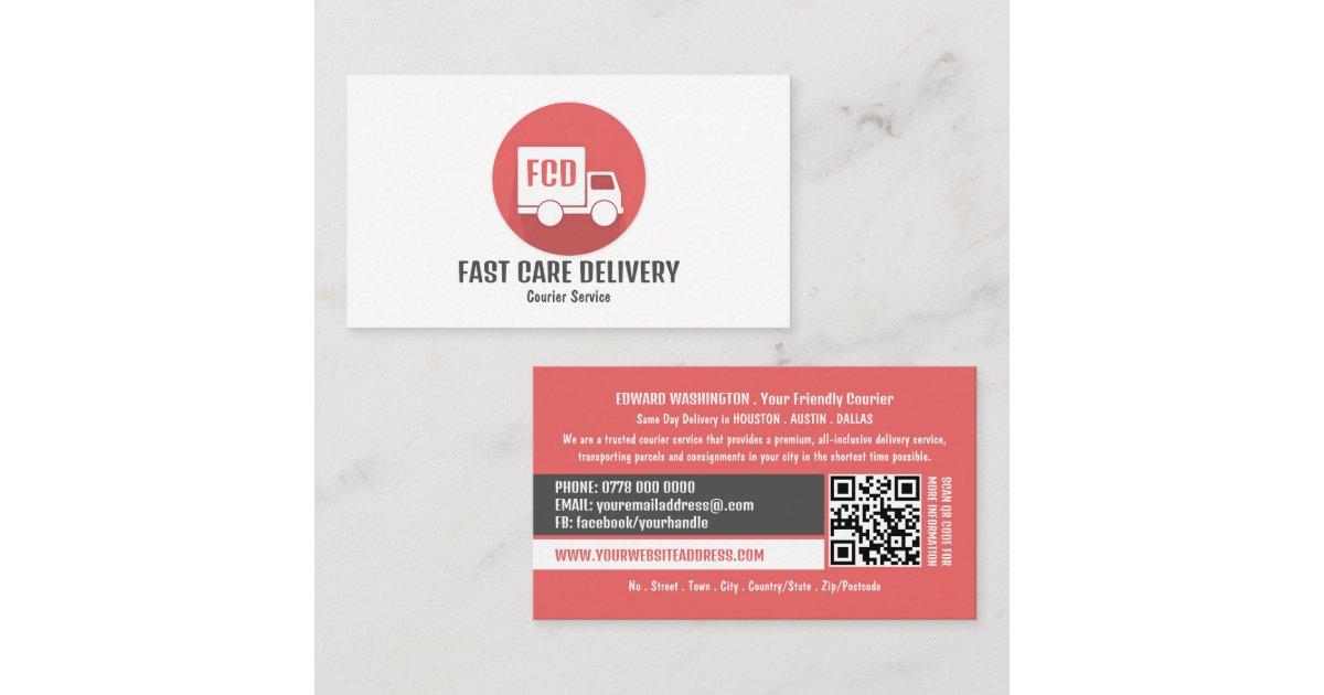 Courier Delivery Logo, Courier Service Business Card | Zazzle