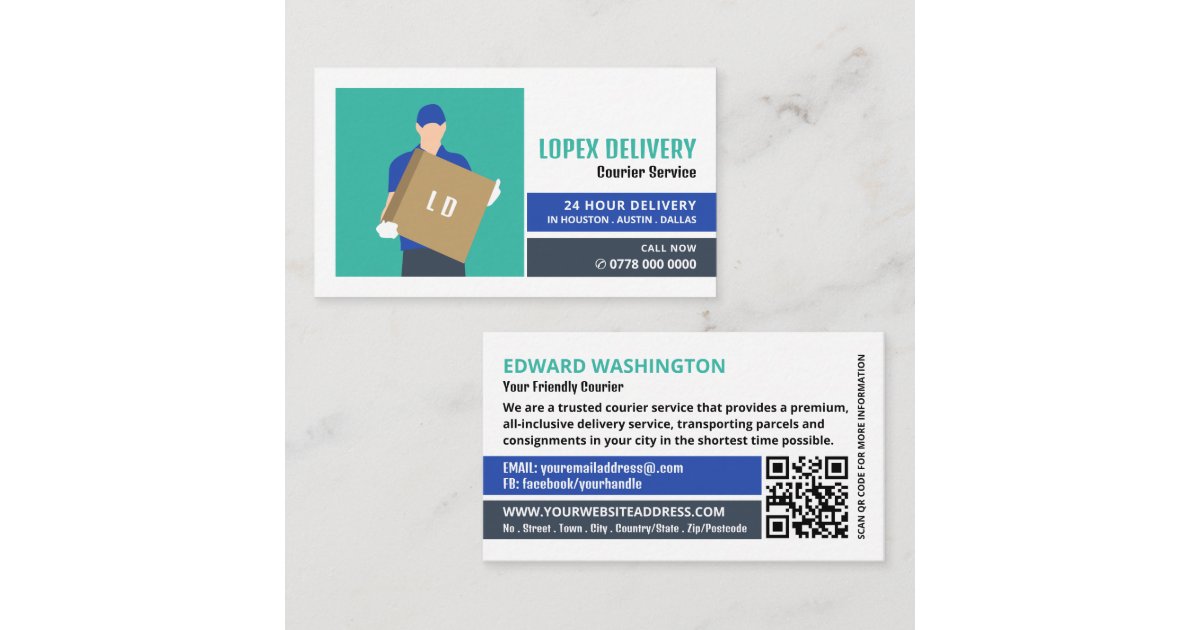 Courier Delivery Man, Courier Service Business Card | Zazzle