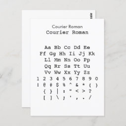 Courier Roman - Zazzle Font Sampler Sheet Postcard | Zazzle
