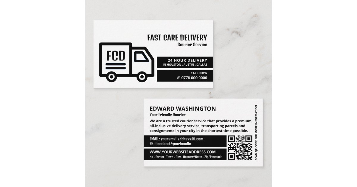 Courier Truck Logo, Courier Service Business Card | Zazzle