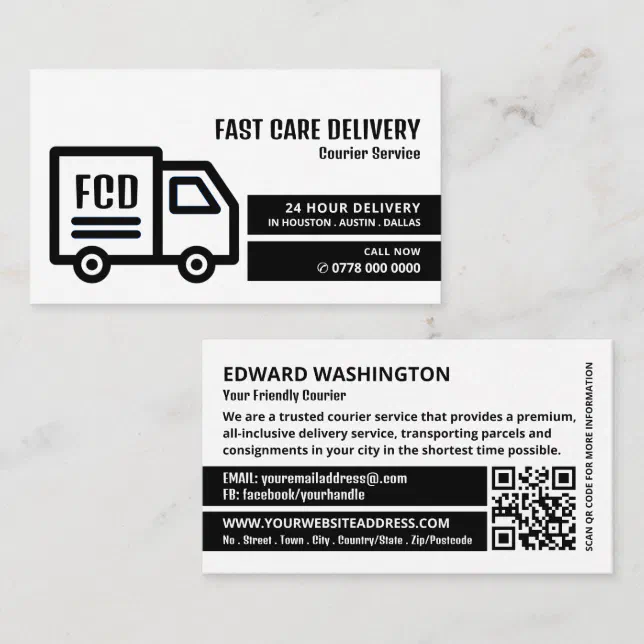 Courier Truck Logo, Courier Service Business Card | Zazzle
