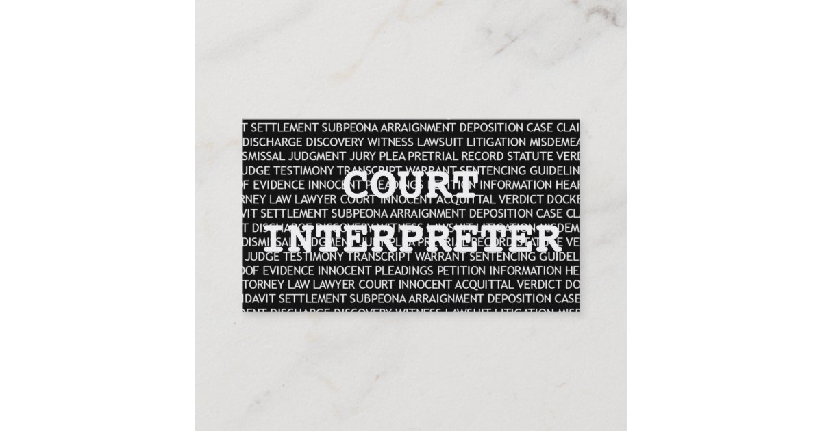 Court Interpreter Words Business Card | Zazzle