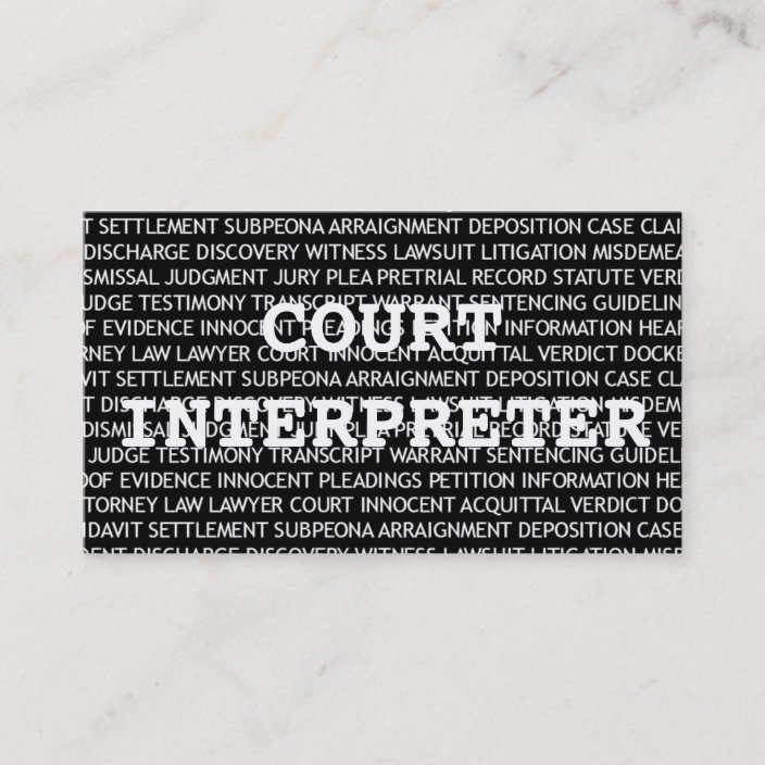 Court Interpreter Words Business Card | Zazzle.com