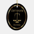 Court ⚖ Reporter - Black and Gold Ceramic Ornament | Zazzle