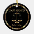 Court ⚖ Reporter - Black and Gold Ceramic Ornament | Zazzle
