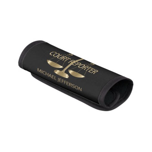 Court Reporter - Black and Gold Luggage Handle Wrap | Zazzle