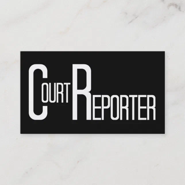 Court Reporter Black Simple Business Card | Zazzle