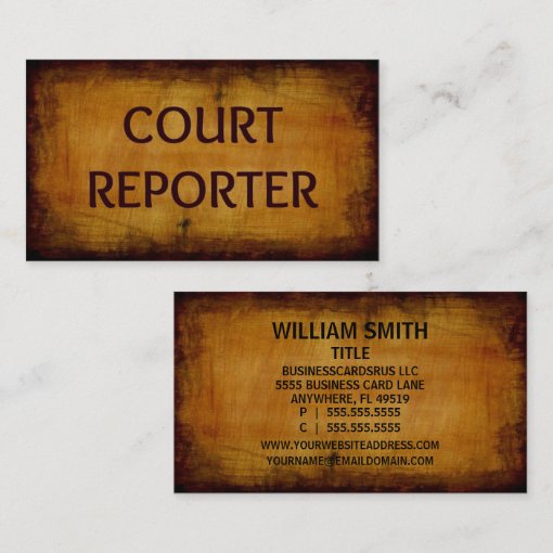Court Reporter Business Card | Zazzle