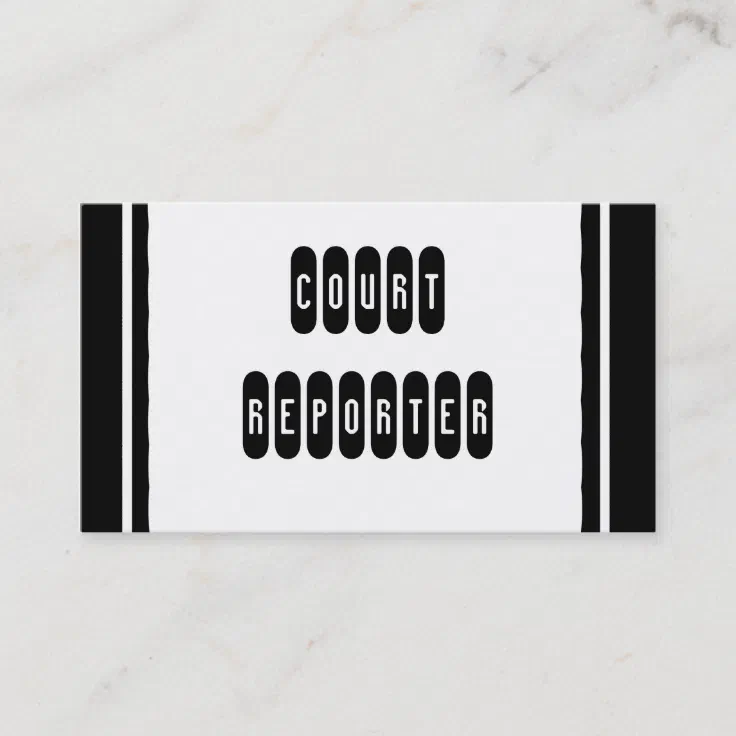 Court Reporter custom black white business cards | Zazzle