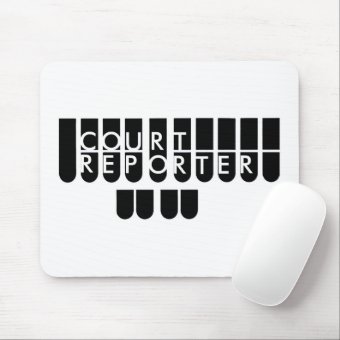 Court reporter keys black white mouse pad | Zazzle