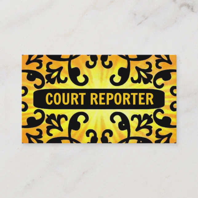 Court Reporter Sunshine Damask Business Card | Zazzle