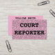 Court Reporter Words Business Card in Pink | Zazzle