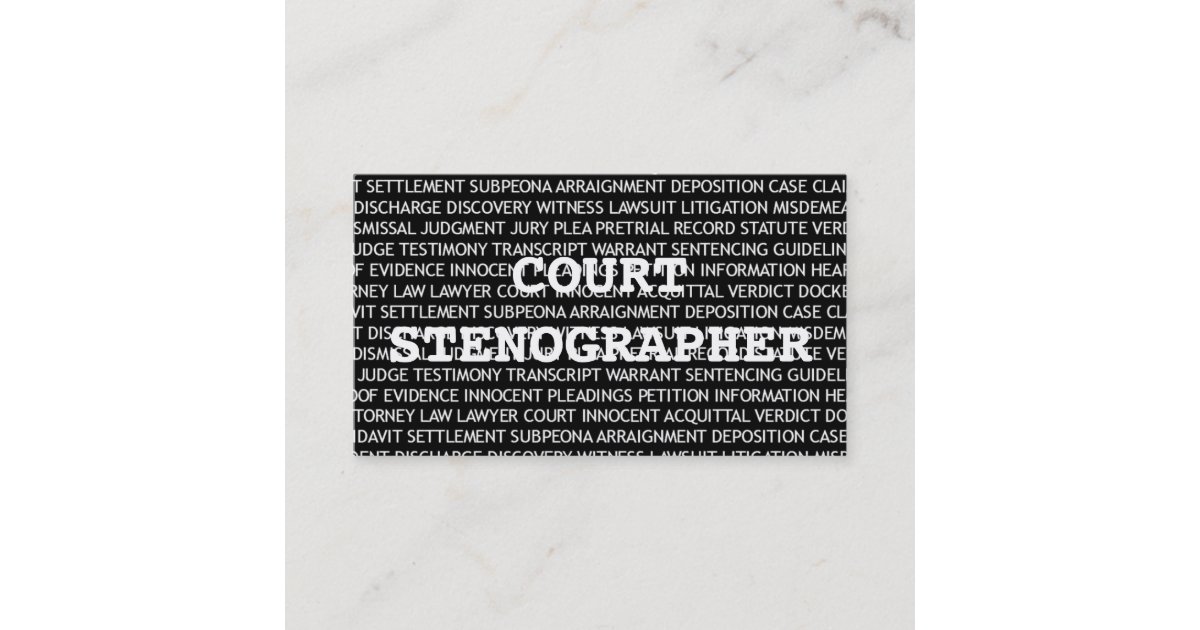 Court Stenographer Words Business Card | Zazzle