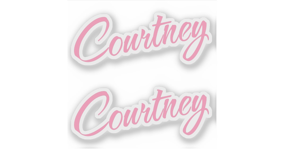 Courtney name pink decorative cursive x2 sticker | Zazzle