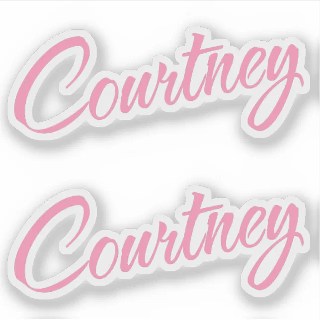 Courtney name pink decorative cursive x2 sticker | Zazzle