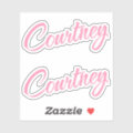 Courtney name pink decorative cursive x2 sticker | Zazzle