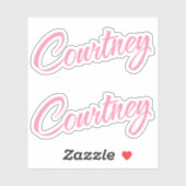 Courtney name pink decorative cursive x2 sticker | Zazzle