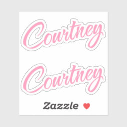 Courtney name pink decorative cursive x2 sticker | Zazzle