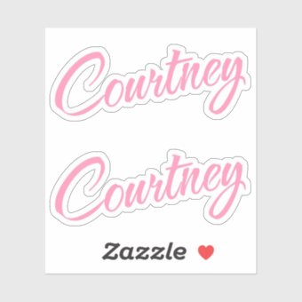 Courtney name pink decorative cursive x2 sticker | Zazzle