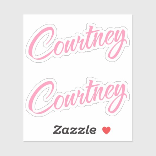 Courtney name pink decorative cursive x2 sticker | Zazzle