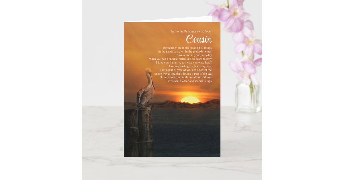 Cousin Family Custom Memorial Sympathy Ocean Card | Zazzle